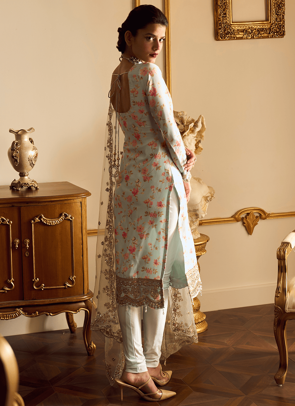 Light Mint Floral Straight Suit | Lashkaraa