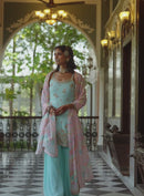 Light Blue Embroidered Sharara Suit | Lashkaraa